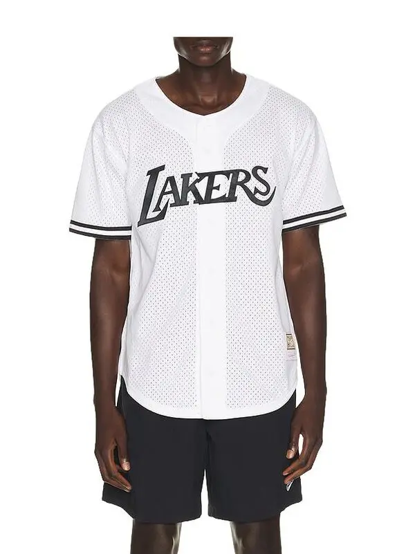 Mitchell & Ness Nba Los Angeles Lakers Monochrome Mesh Baseball Jersey - White