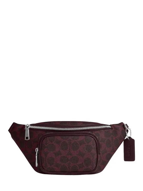 COACH OUTLET Coach Signature Coated Canvas Belt Bag - Silver/black Currant