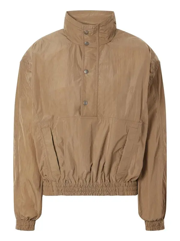 Saint Laurent Cropped Shell Jacket With Logo Embroidery - Beige