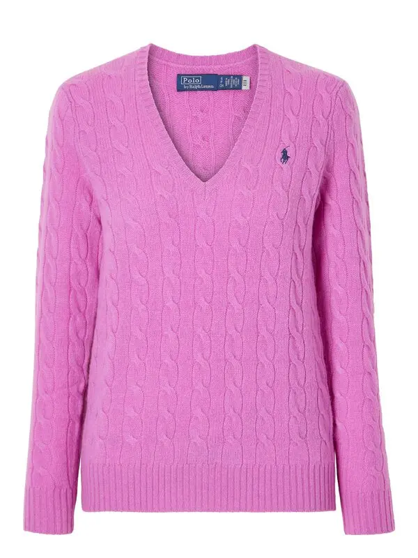 Polo Ralph Lauren Cable Knit V-neck Sweater - Pink