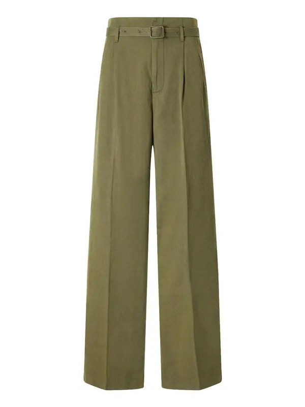 Polo Ralph Lauren Belted Wide-leg Canvas Pants - Green