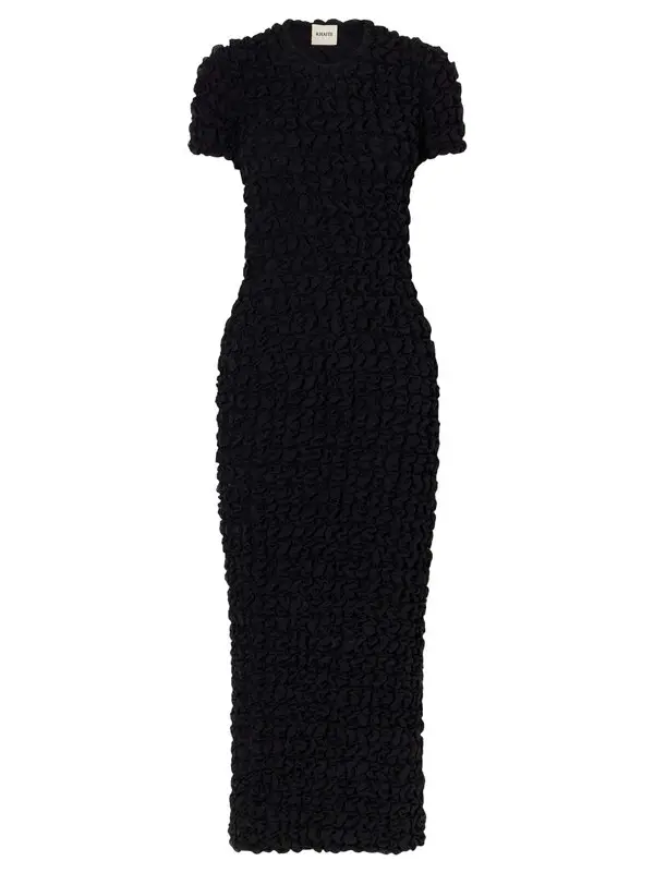 Khaite Perry Ruched Silk-chiffon Midi Dress - Black