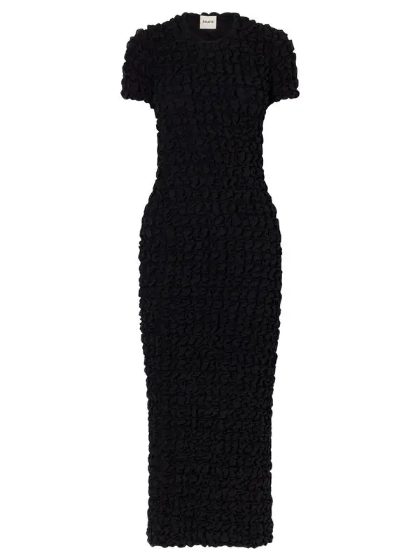 Khaite Perry Ruched Silk-chiffon Midi Dress - Black