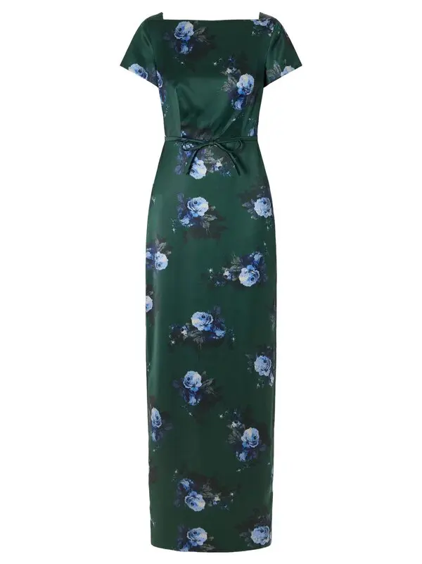 Erdem Duchess Floral-printed Satin Gown - Green
