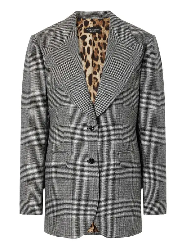 Dolce & Gabbana Prince Of Wales Wool And Cashmere-blend Blazer - Gray