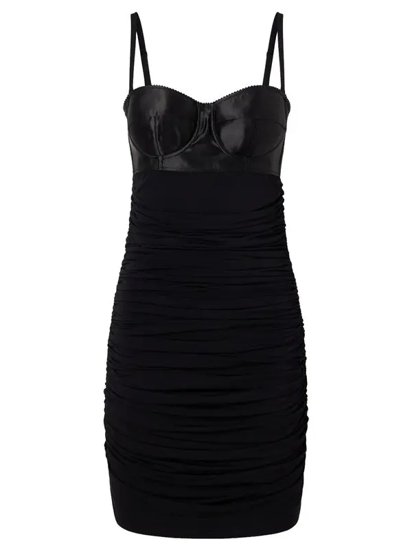 Dolce & Gabbana Draped Jersey Bustier Mini Dress - Black