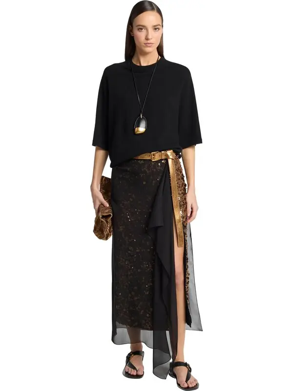 Michael Kors Hand-embellished Sequin Silk Georgette Skirt - Black