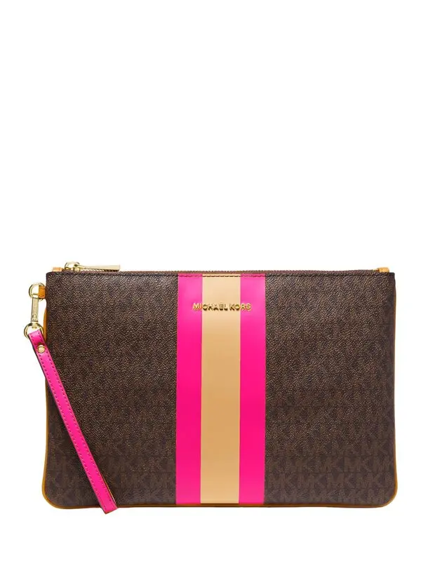 Michael Kors Large Logo Stripe Zip Pouch - Pink
