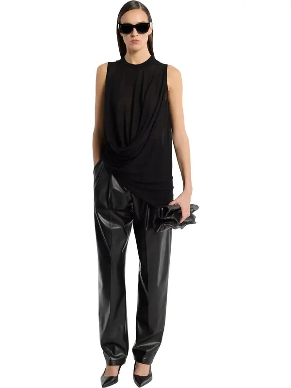 Michael Kors Draped Rayon And Cashmere Top - Black