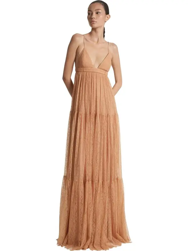 Michael Kors Chantilly Lace Slip Gown - Black