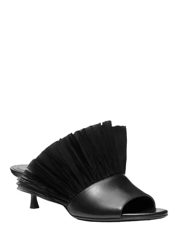 Michael Kors Catarina Leather And Fringe Mule - Black