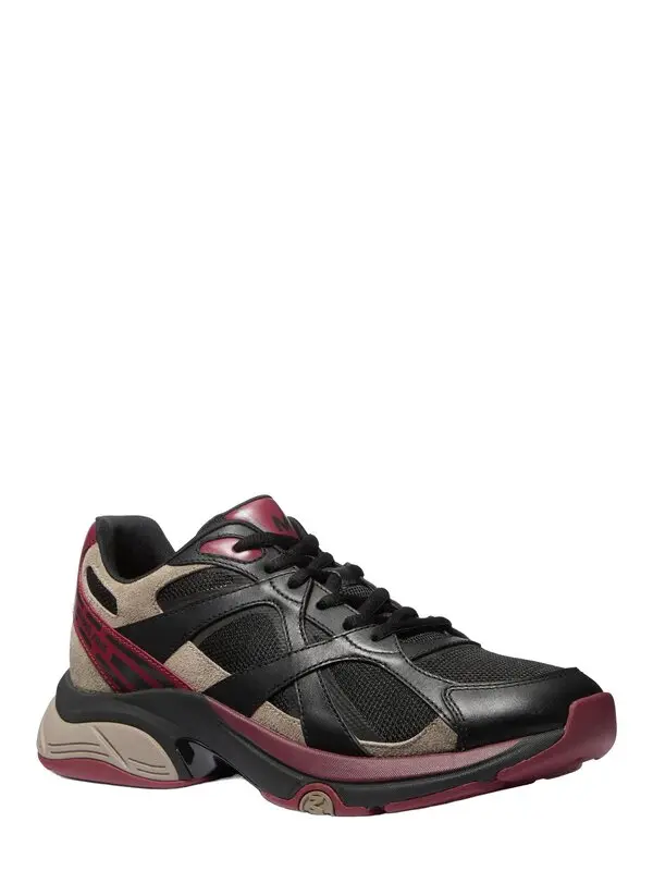 Michael Kors Leo Mixed-media Trainer In Size By - Black