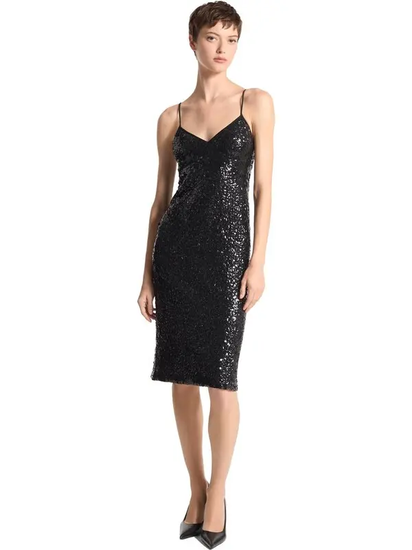 Michael Kors Hand-embroidered Sequin Silk Georgette Slip Dress - Black