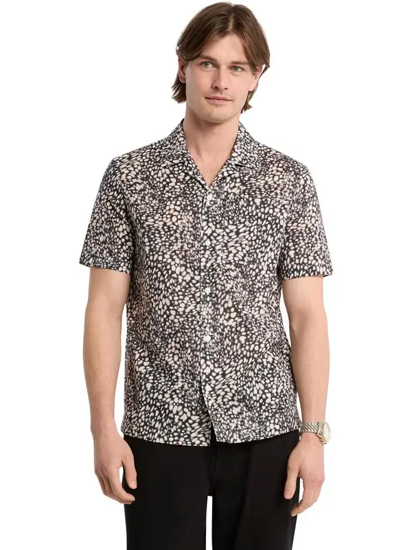 Michael Kors Printed Cotton Camp Shirt In Size By - Black