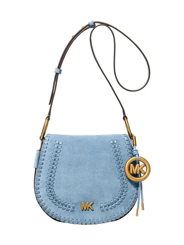Michael Kors Josie Medium Whipstitched Suede Saddle Bag - Blue