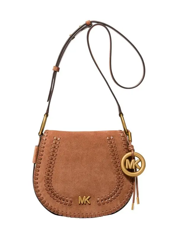 Michael Kors Josie Medium Whipstitched Suede Saddle Bag In By - Brown