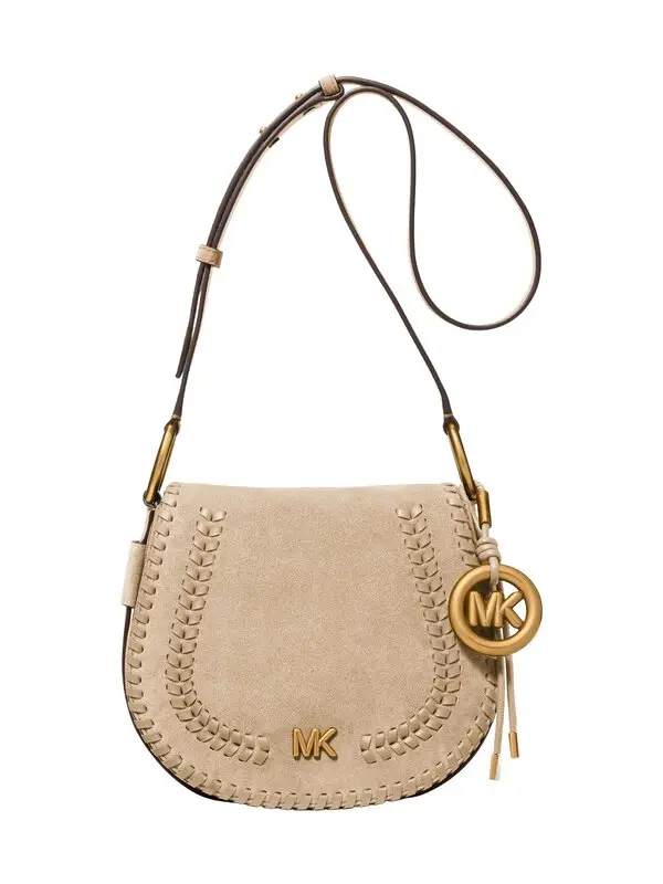 Michael Kors Josie Medium Whipstitched Suede Saddle Bag - Natural