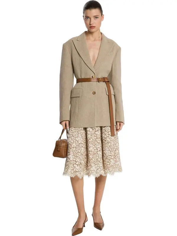 Michael Kors Linen Carved Blazer - Natural