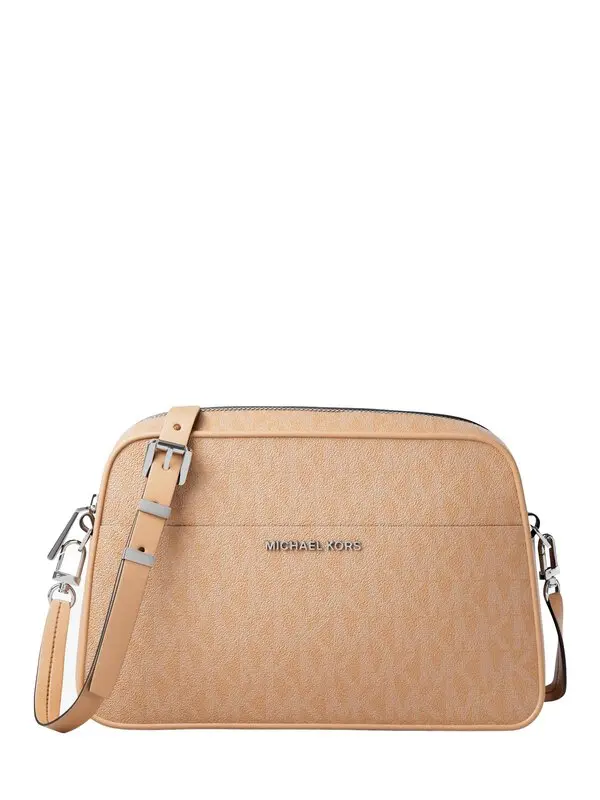 Michael Kors Jet Set Small Signature Logo Camera Crossbody Bag In By - Brown