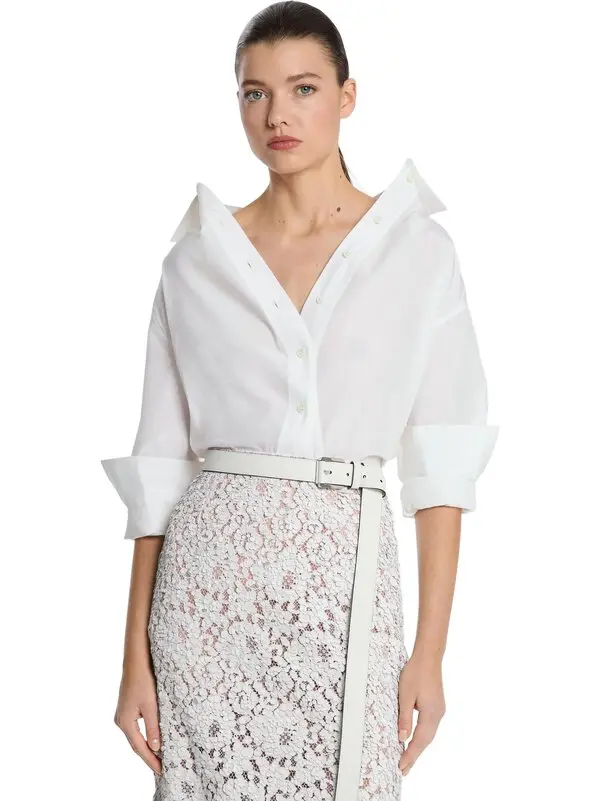 Michael Kors Silk And Cotton Taffeta Portrait Collar Shirt In Size By - White