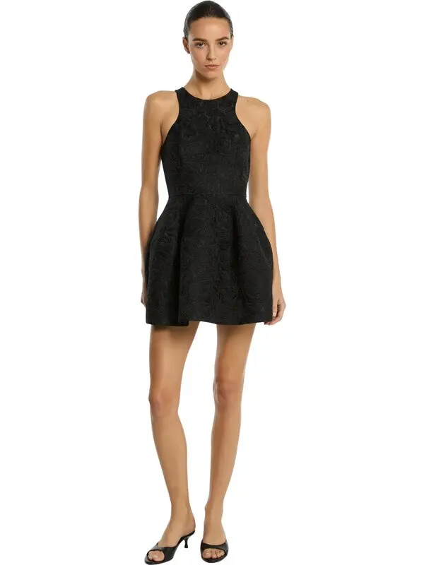 Michael Kors Floral Matelassé Racerback Bubble Dress - Black