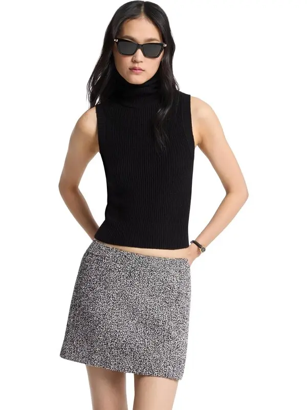 Michael Kors Cotton Blend Tweed Mini Skirt - Black