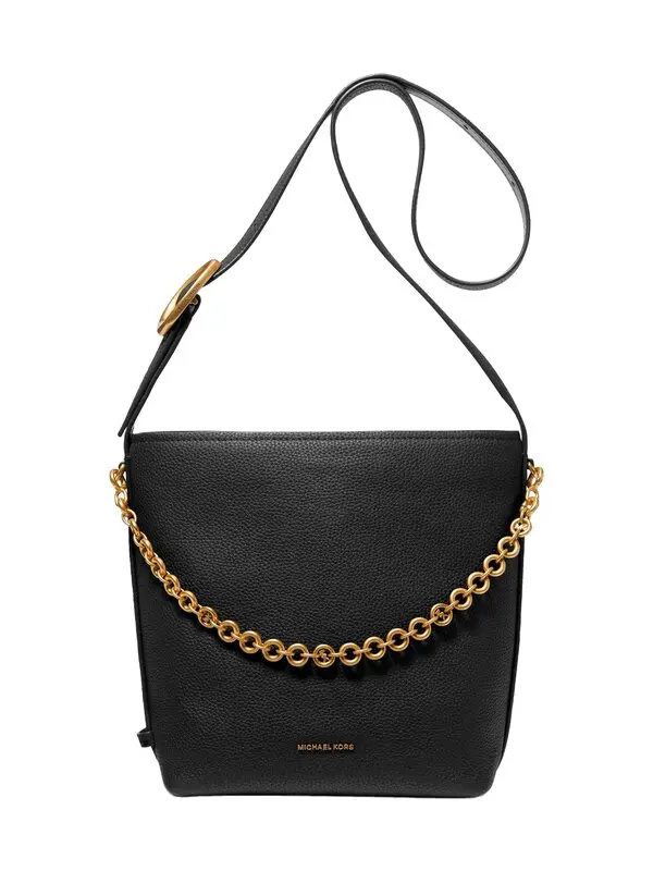 Michael Kors Nolita Small Pebbled Leather Bucket Tote Bag In By - Black