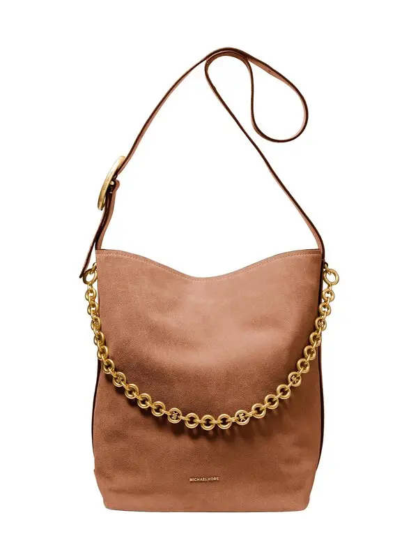 Michael Kors Nolita Large Suede Bucket Tote Bag - Brown