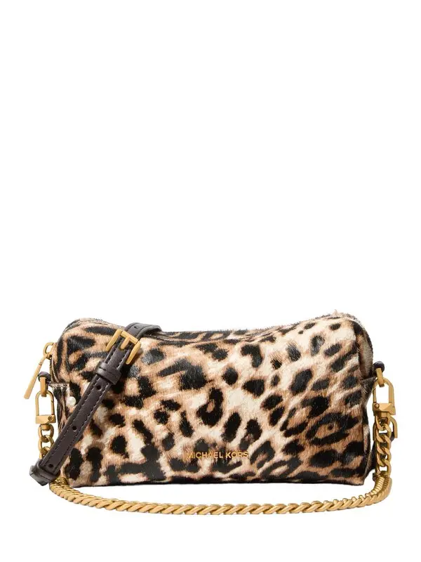 Michael Kors Bryant Small Leopard Print Calf Hair Convertible Crossbody Bag - Brown