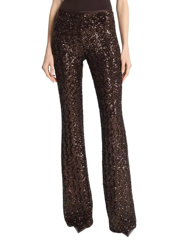 Michael Kors Sequined Stretch Flared Pants - Brown