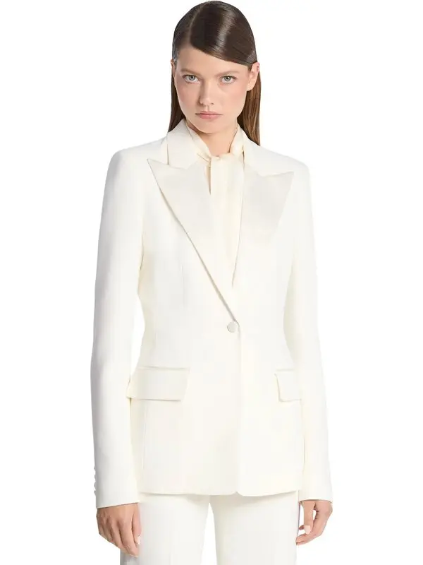 Michael Kors Georgina Hand Embellished Double Crepe Sablé Blazer - Natural