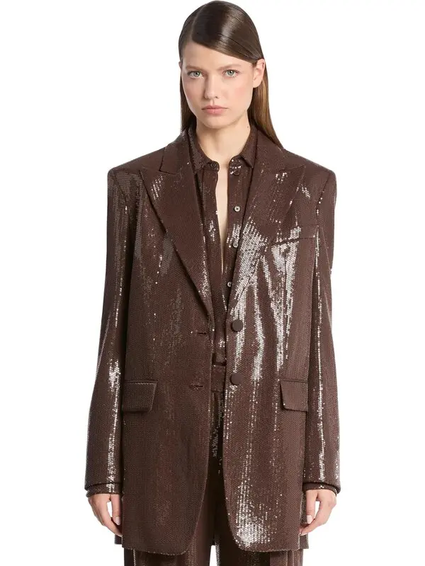 Michael Kors Sequined Boyfriend Blazer - Brown