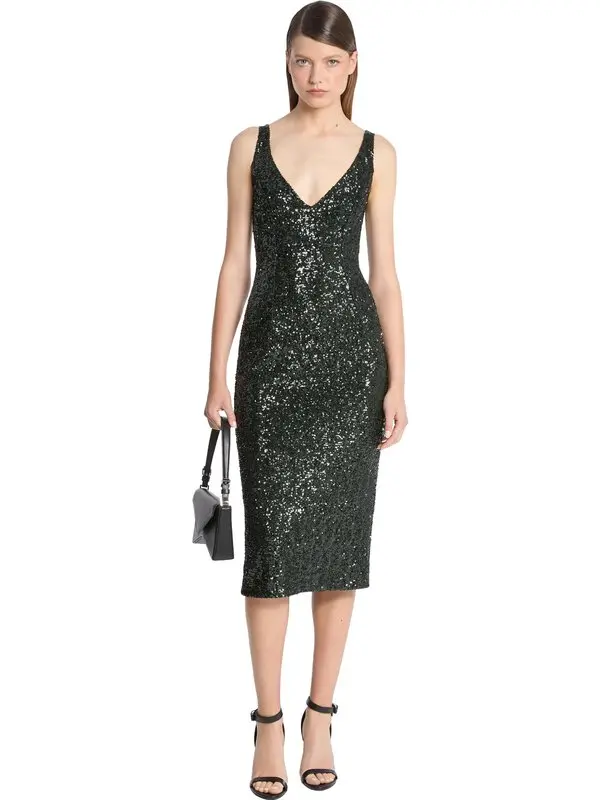 Michael Kors Sequined Midi Dress - Green