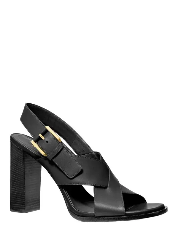Michael Kors Jasmine Leather Heeled Sandals - Black