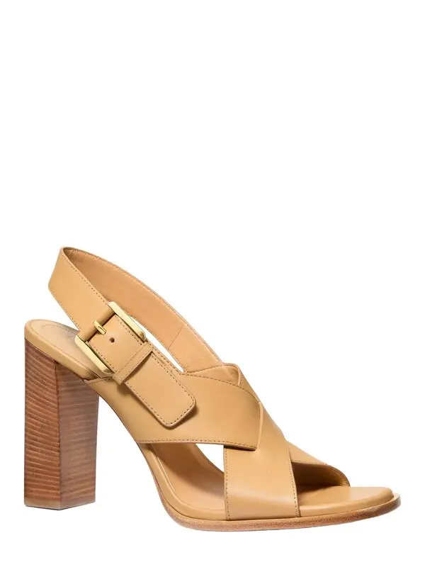 Michael Kors Jasmine Leather Heeled Sandals - Natural