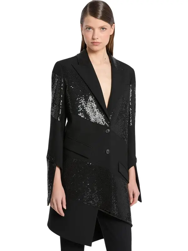 Michael Kors Hand-embroidered Sequin Wool Broadcloth Blazer - Black