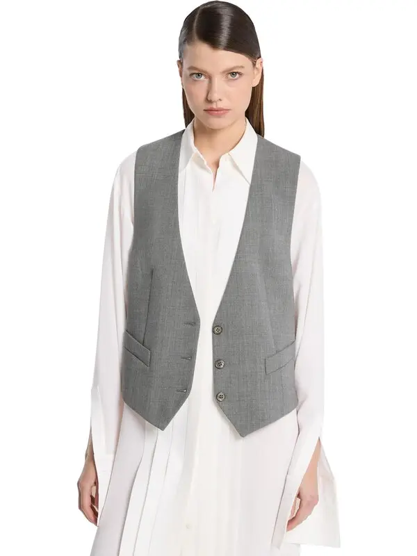 Michael Kors Stretch Wool Cropped Vest - Grey