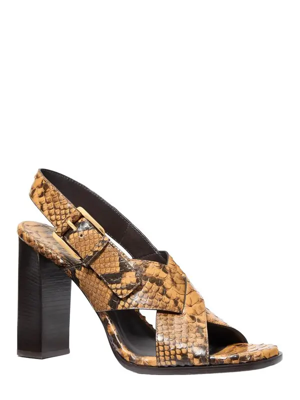 Michael Kors Jasmine Snake Embossed Leather Sandal In Size By - Natural