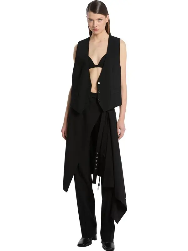 Michael Kors Wool Broadcloth Cropped Vest - Black