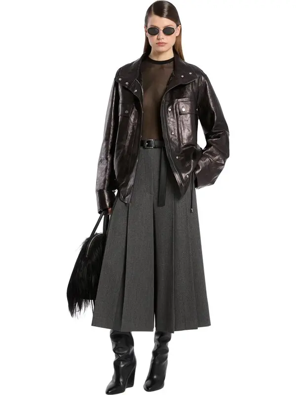 Michael Kors Washed Leather Bomber Jacket In Size By - Black