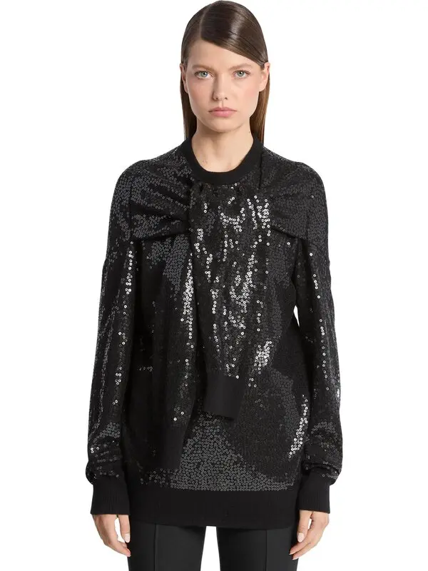 Michael Kors Hand-embroidered Sequin Cashmere Sweater - Black