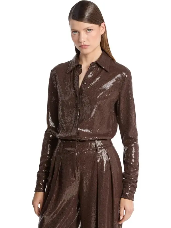 Michael Kors Hansen Embroidered Sequin Shirt - Brown