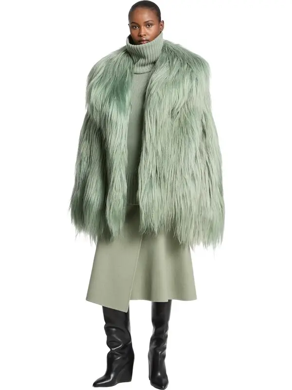 Michael Kors Long Haired Shearling Peacoat - Green