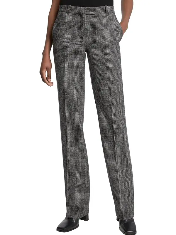 Michael Kors Carolyn Glen Plaid Wool Straight-leg Trousers - Black