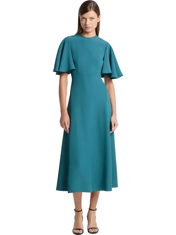 Michael Kors Crepe Cady Flutter-sleeve Dress - Blue