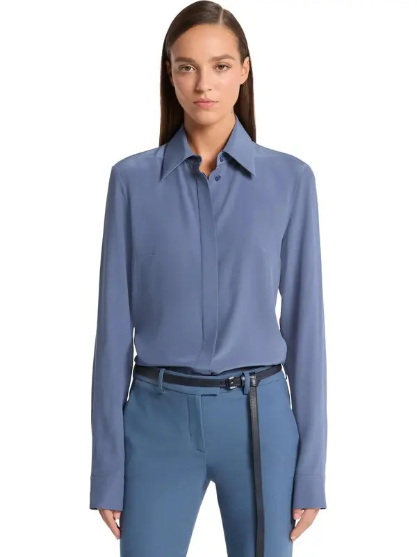 Michael Kors Hansen Silk Crepe De Chine Shirt - Grey