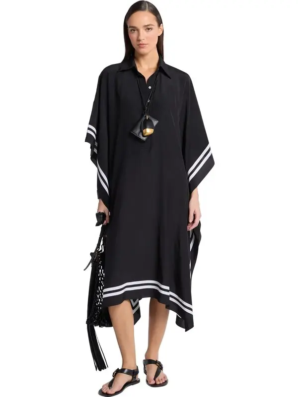 Michael Kors Silk Crepe De Chine Caftan Shirtdress - Black