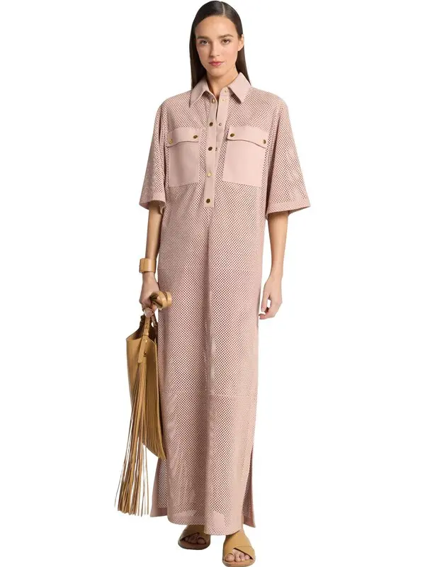 Michael Kors Perforated Suede Safari Dress - Purple