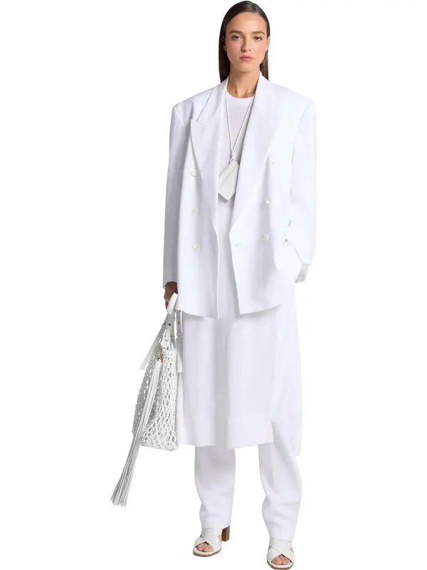Michael Kors Shawn Linen Double-breasted Blazer - White