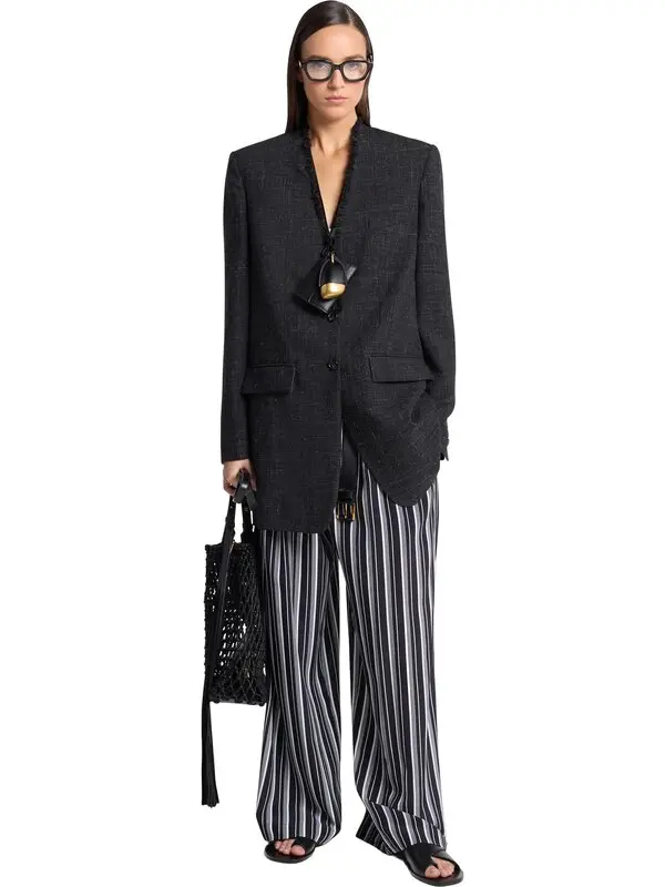Michael Kors Frayed Collarless Blazer - Grey
